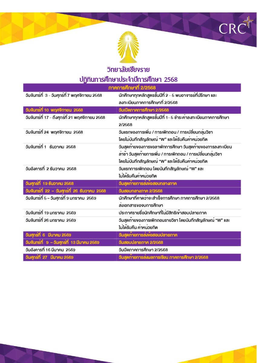 Faculty of Public Health » Calendar | วิทยาลัยเชียงราย